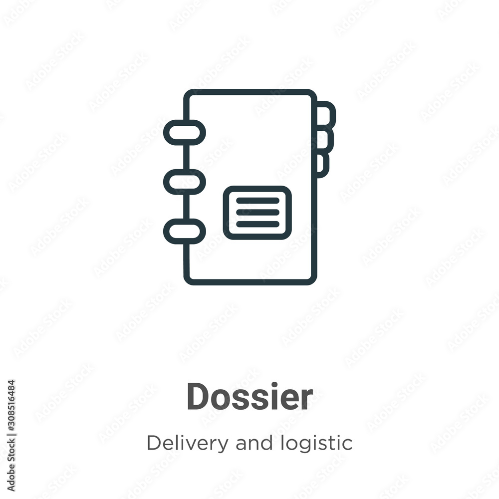 Dossier outline vector icon. Thin line black dossier icon, flat vector ...
