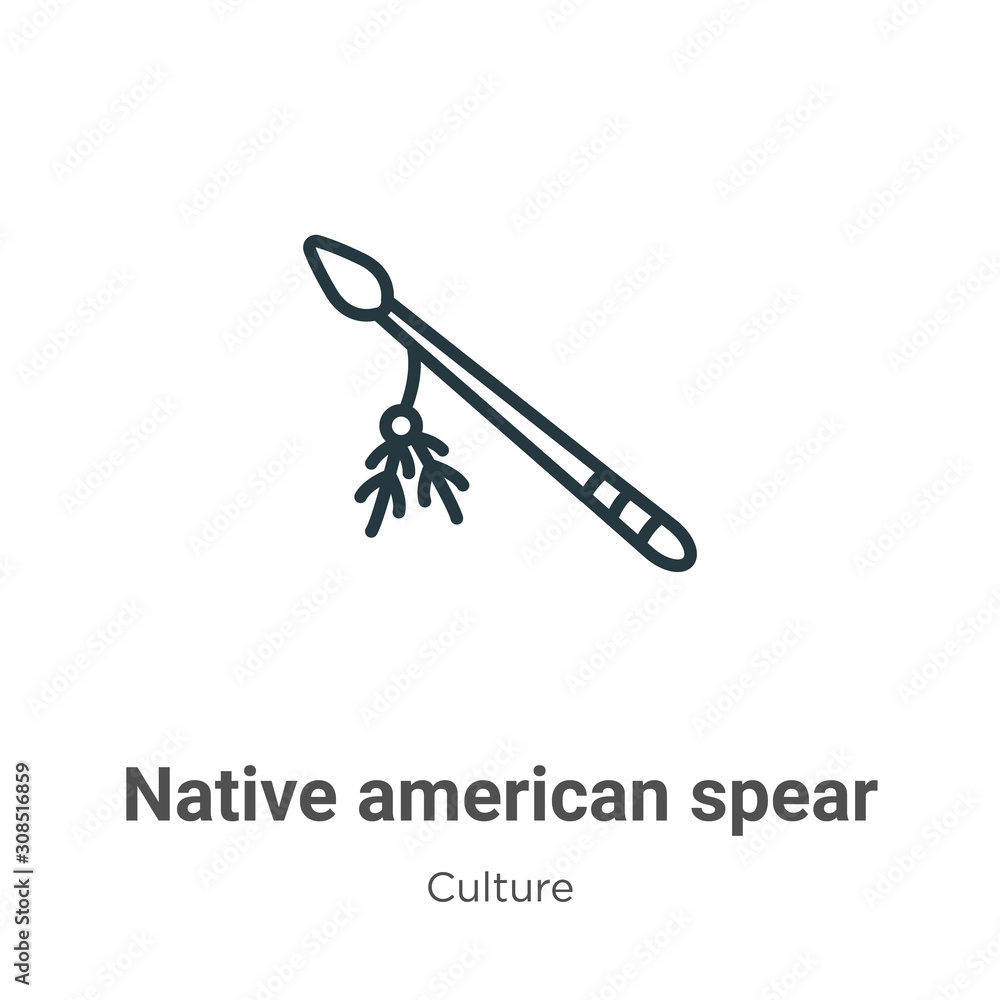 Native american spear outline vector icon. Thin line black native ...