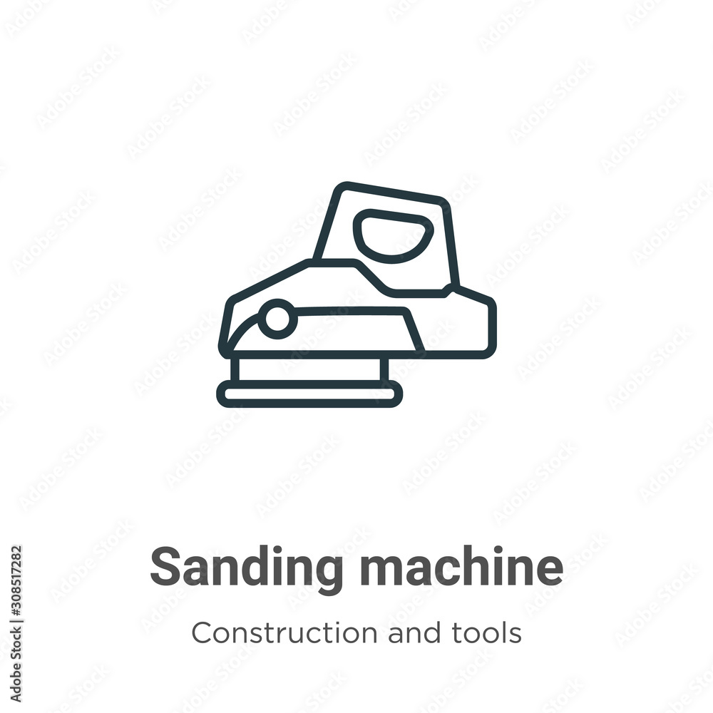 Sanding machine outline vector icon. Thin line black sanding machine ...