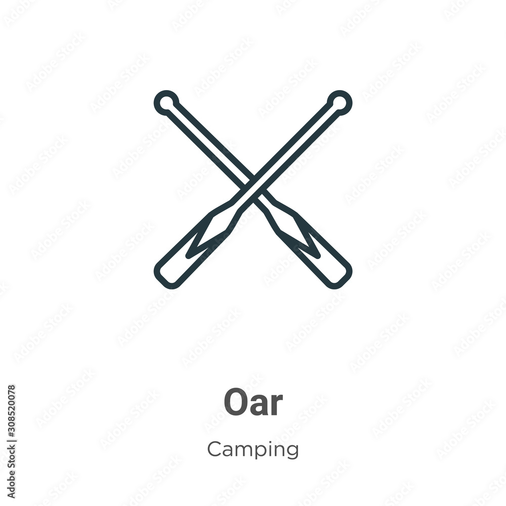 Oar outline vector icon. Thin line black oar icon, flat vector simple ...