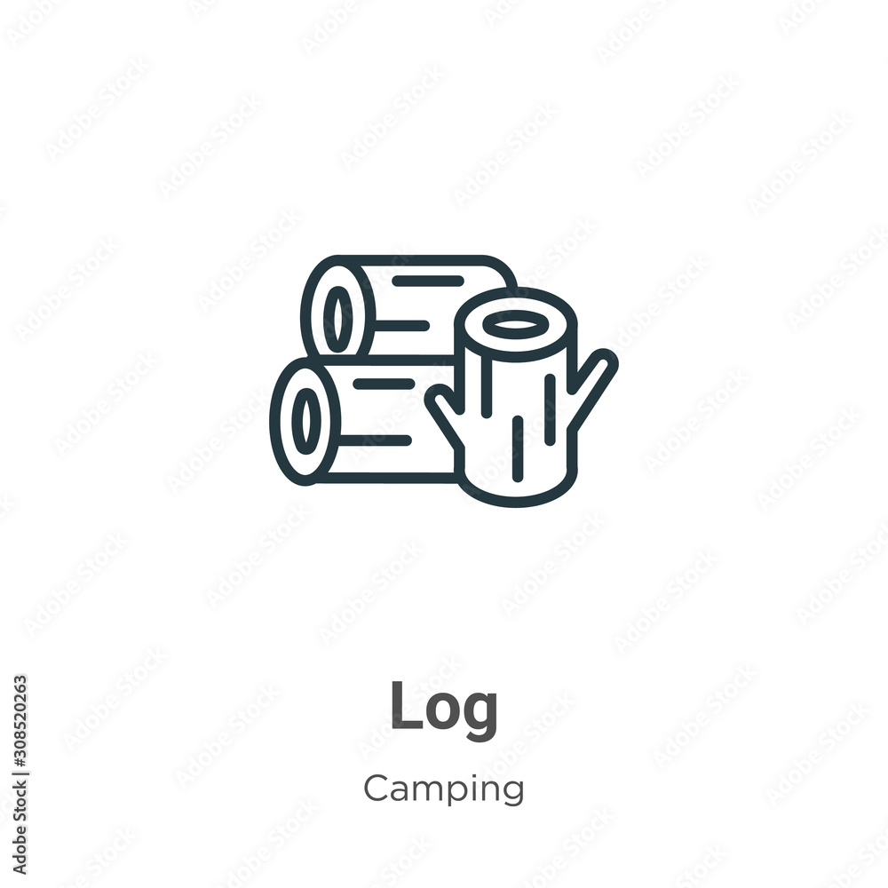 Log outline vector icon. Thin line black log icon, flat vector simple ...