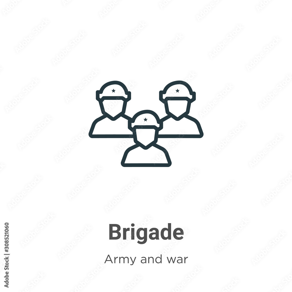 Brigade outline vector icon. Thin line black brigade icon, flat vector ...