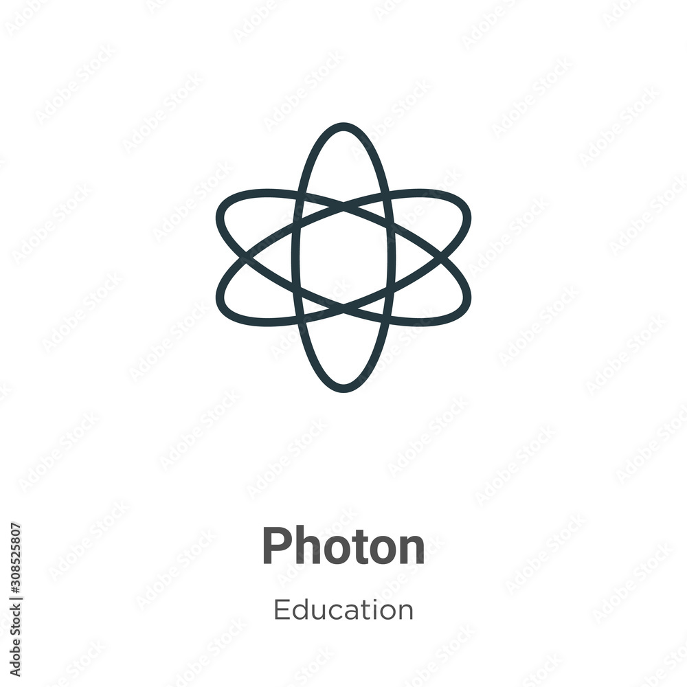 Photon outline vector icon. Thin line black photon icon, flat vector ...