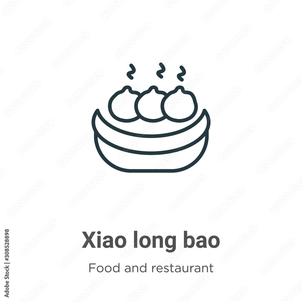 Xiao long bao outline vector icon. Thin line black xiao long bao icon ...