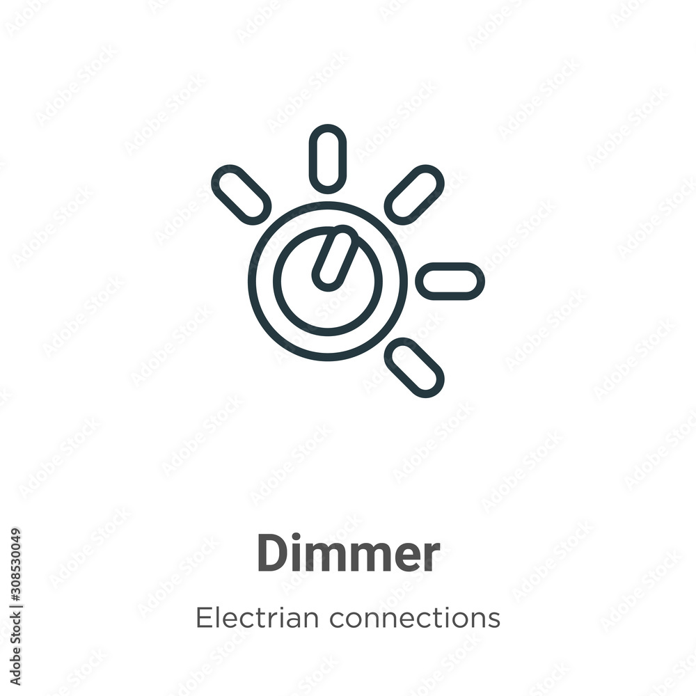 Dimmer outline vector icon. Thin line black dimmer icon, flat vector ...