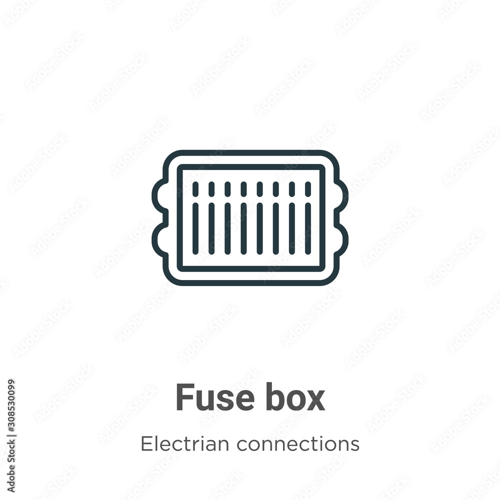 Fuse box outline vector icon. Thin line black fuse box icon, flat ...