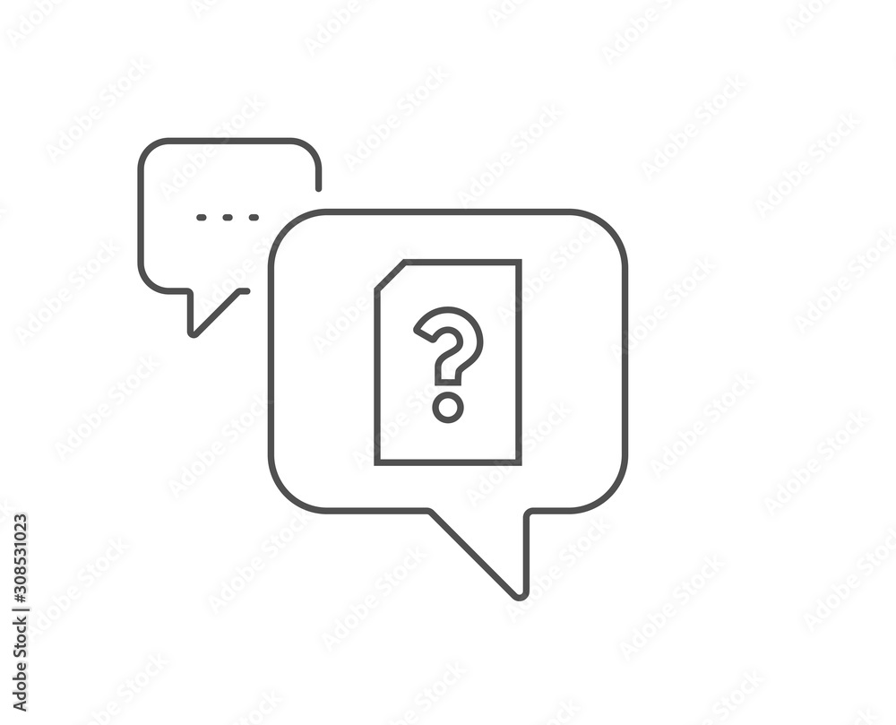 Unknown Document line icon. Chat bubble design. File with Question mark ... Unknown Document line icon. Chat bubble design. File with Question mark ...
