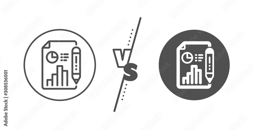 Column graph sign. Versus concept. Report document line icon. Growth ...