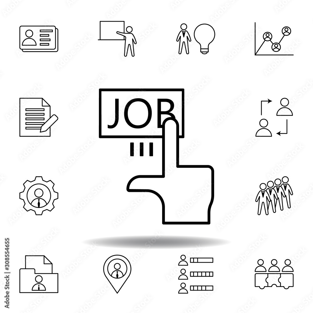 Click, hand, job icon. Set of hr elements. Can be used for web, logo ...
