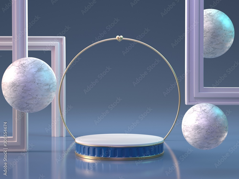 3d background Render image of abstract blue color geometric shape ...