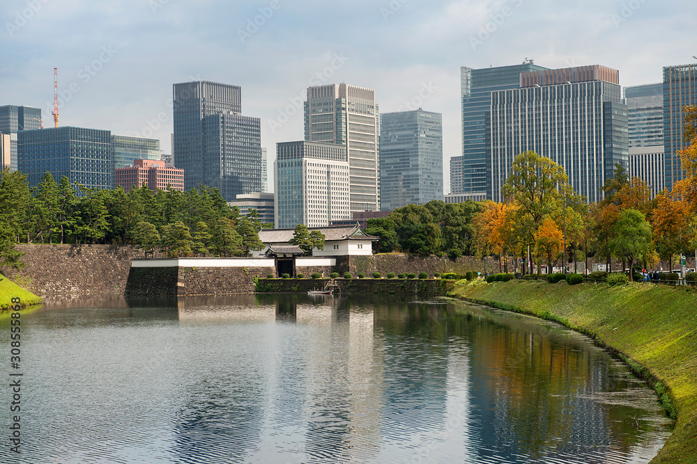 cityscape of Tokyo, view of the central business district of Tokyo from ...