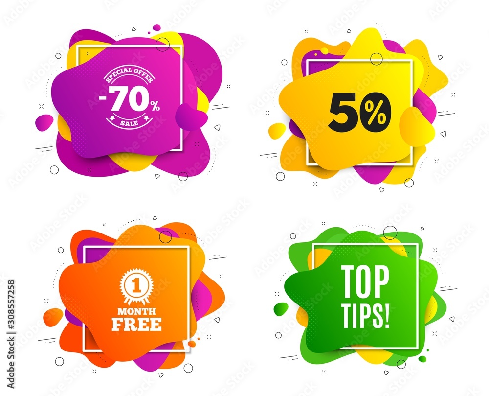 Top tips symbol. Liquid shape, various colors. Education faq sign. Best ...