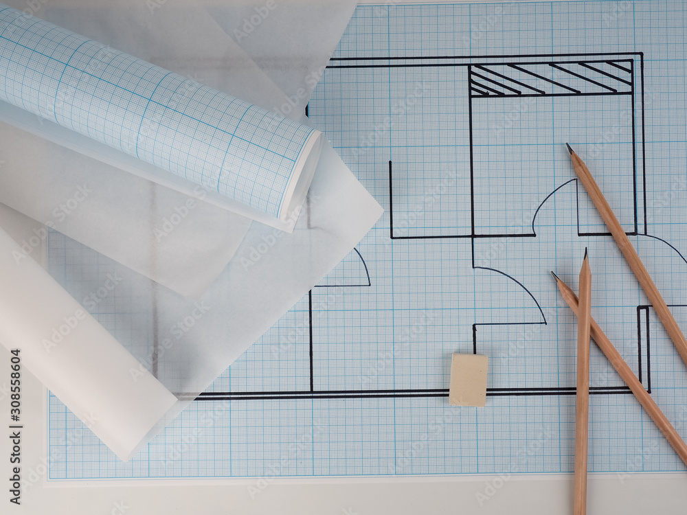 architectural drawings for the layout of the apartment design ...