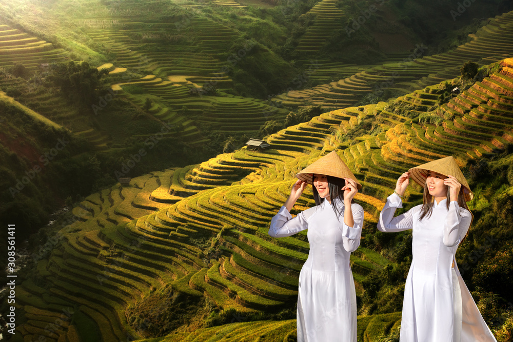 Foto de Beautiful woman in traditional Vietnam national costume ...