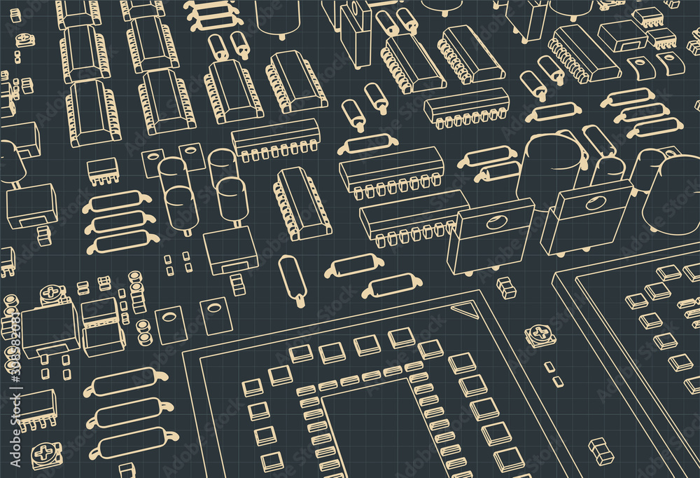 Stylized Mainboard Stock Vector | Adobe Stock