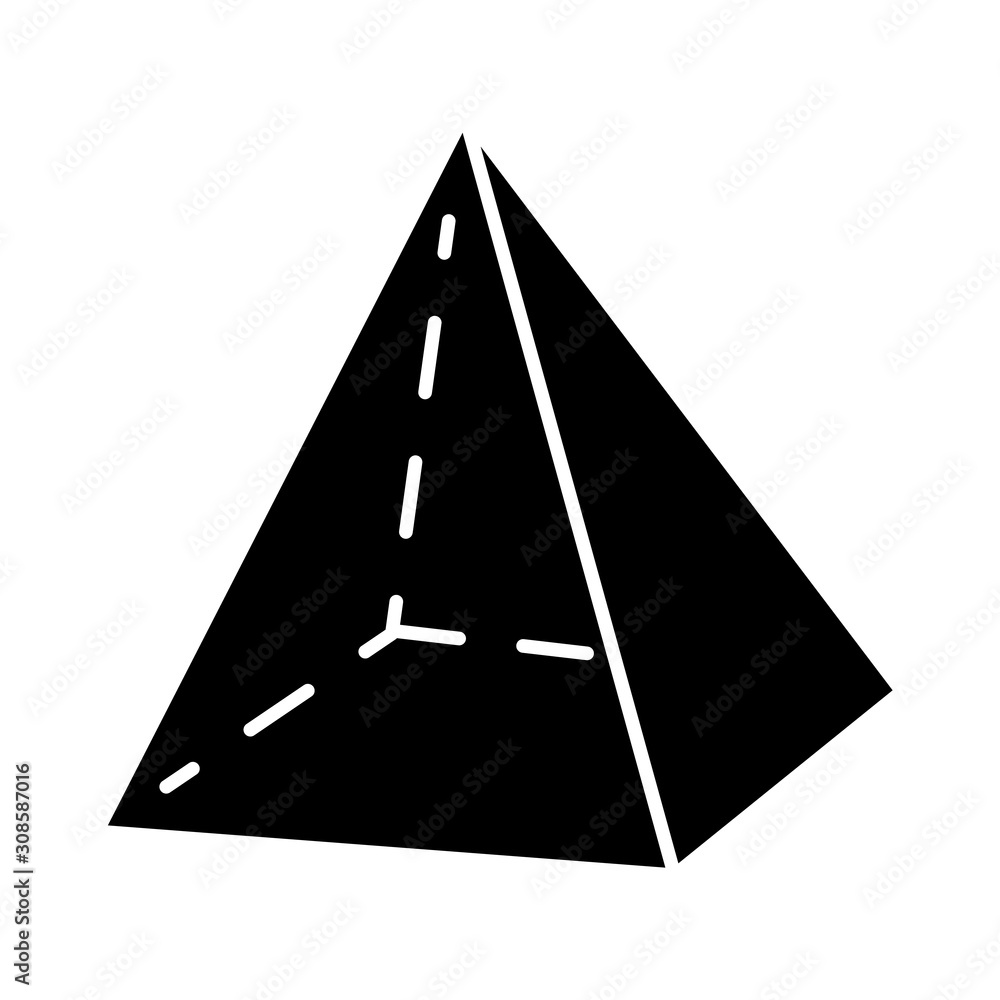 Pyramid glyph icon. Geometric figure. Decorative simple element ...