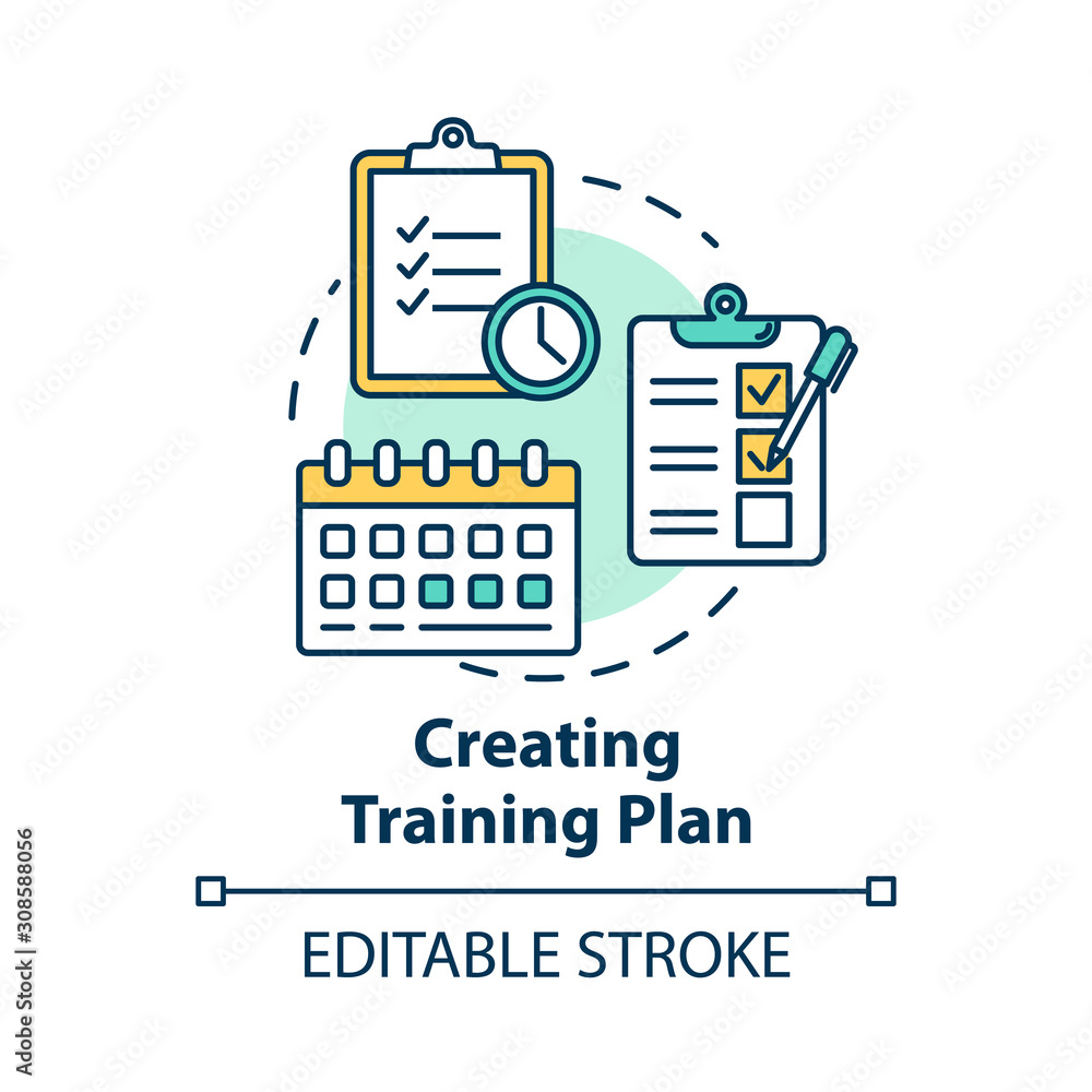 Creating training plan concept icon. Task list and deadlines. Effective ...