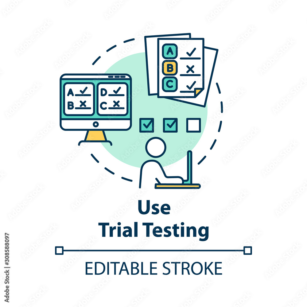 Use trial testing concept icon. Passing online test. Check knowledge ...
