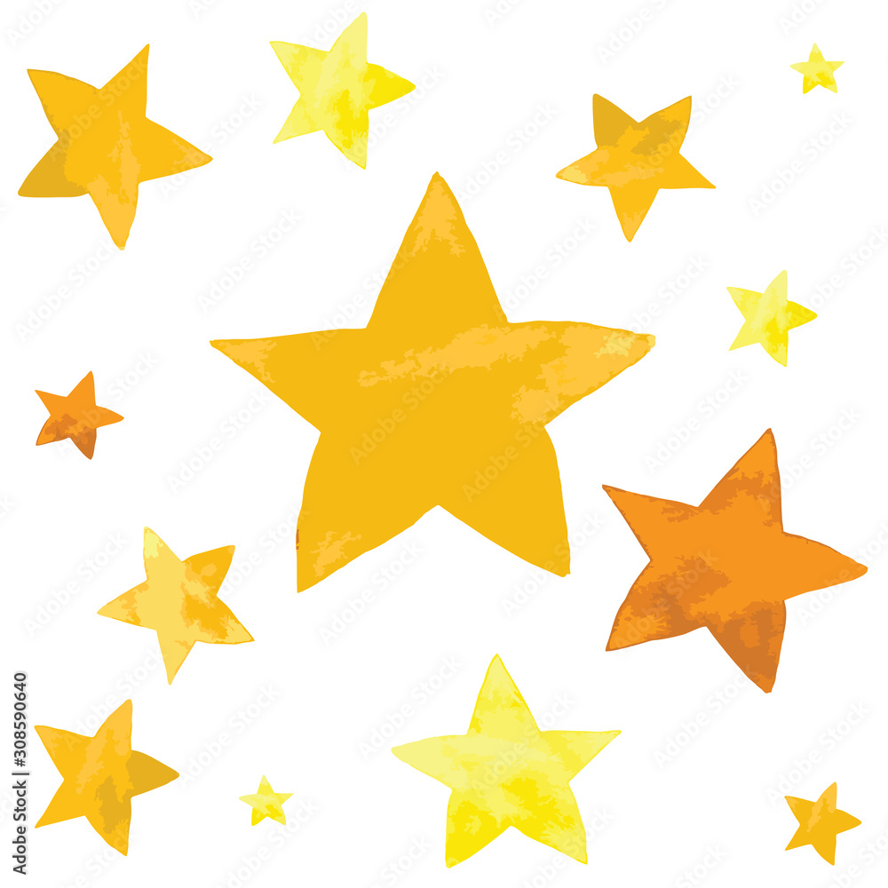 Vector watercolor illustration of yellow stars set Stock Vector | Adobe ...