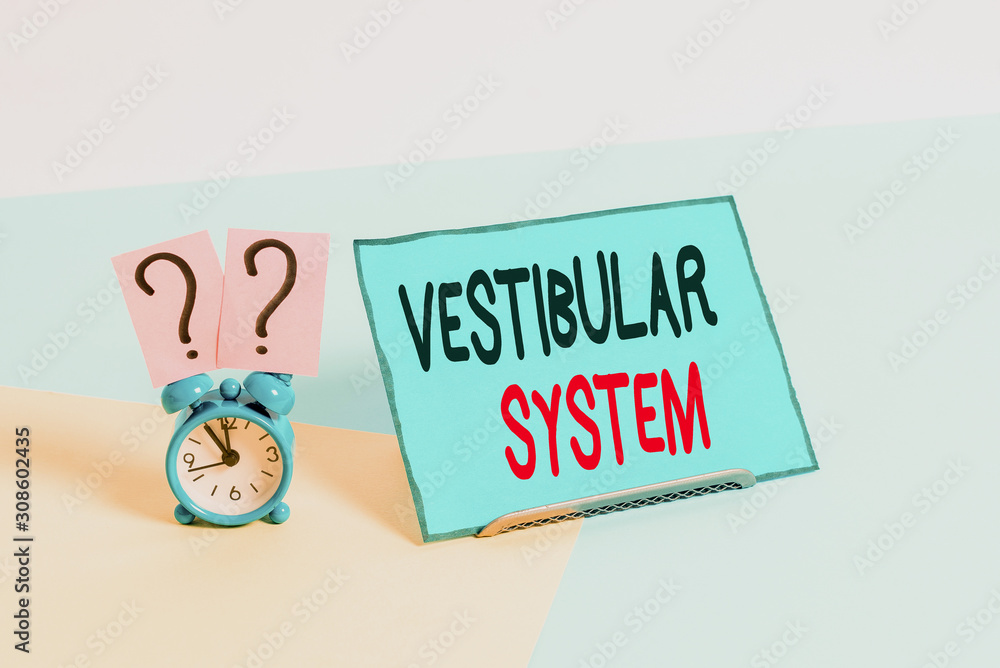Writing note showing Vestibular System. Business concept for provides ...