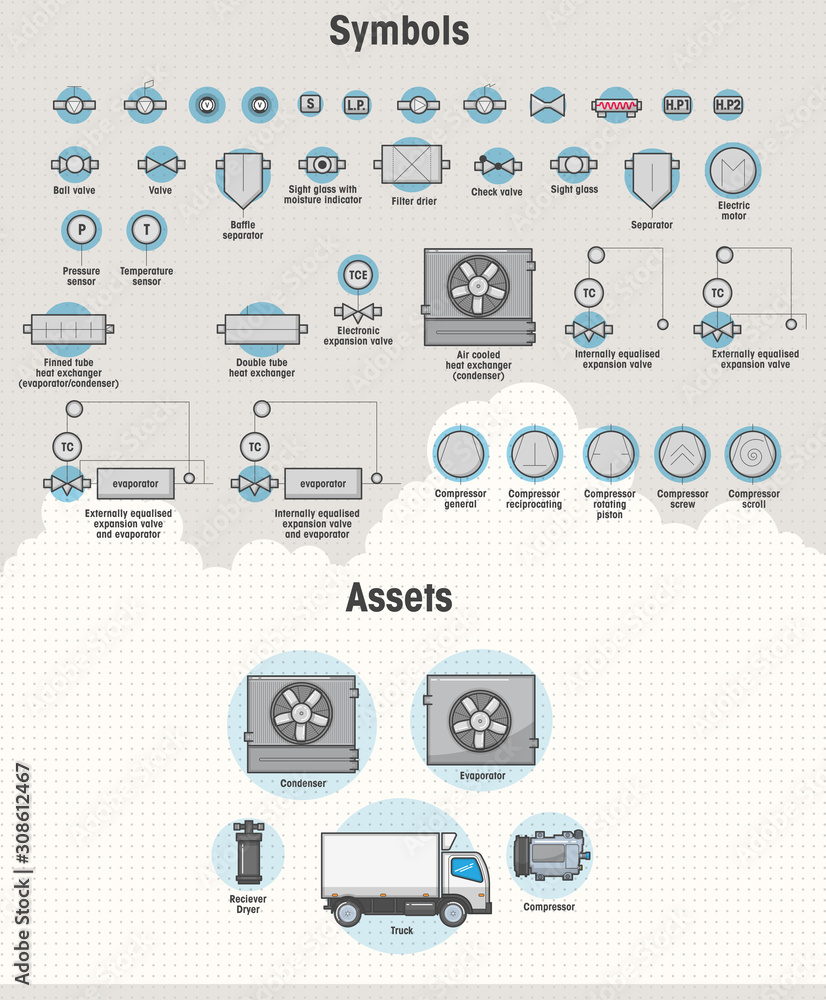 Air conditioning electrical symbols and asset set Stock Vector | Adobe ...
