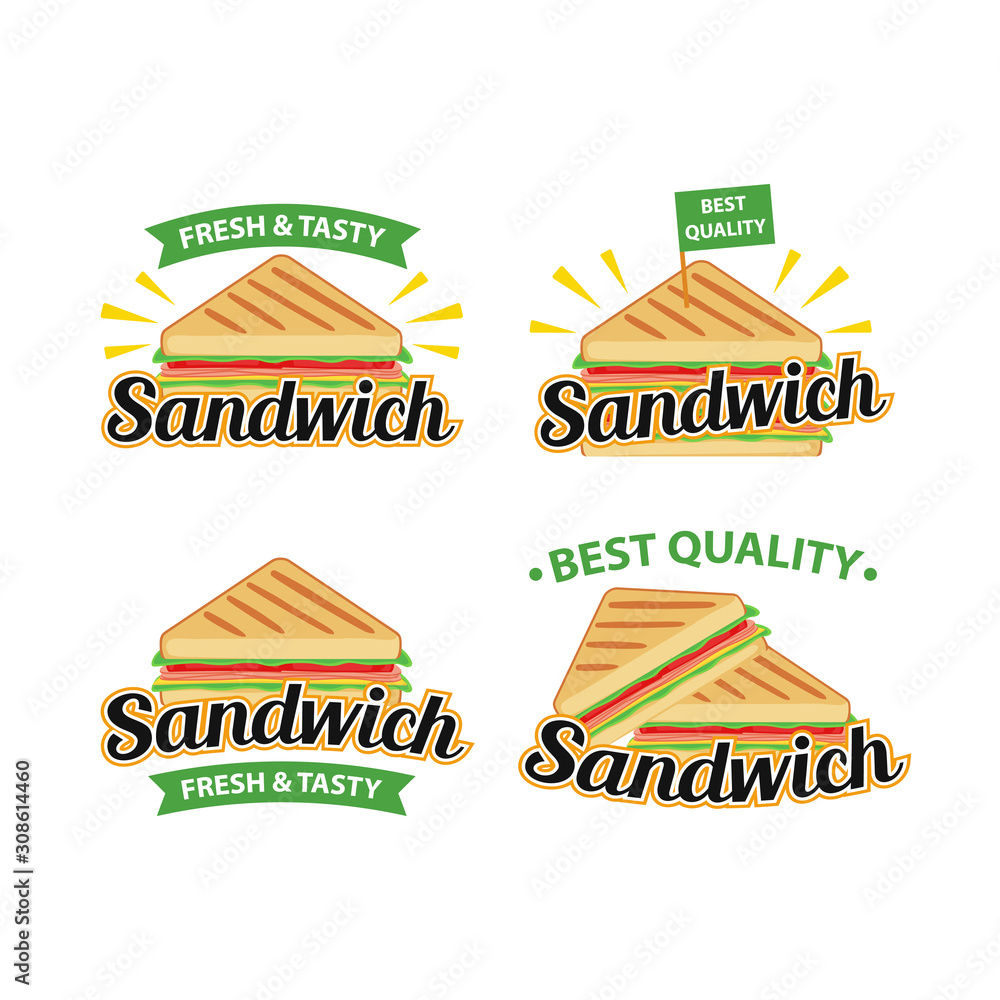 Sandwich Logo Design Vector Set Stock Vector | Adobe Stock