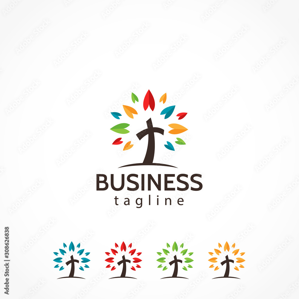 Jesus vector Christ cross tree church logo Stock Vector | Adobe Stock