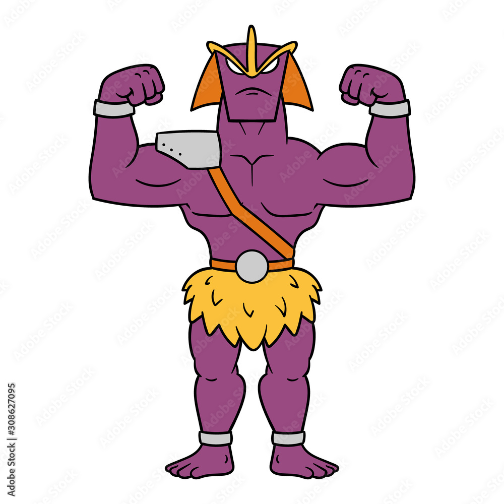 Vetor de Cartoon Muscular Alien Vector Illustration do Stock | Adobe Stock
