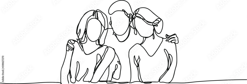 friends, line drawing ,vector design Stock Vector | Adobe Stock