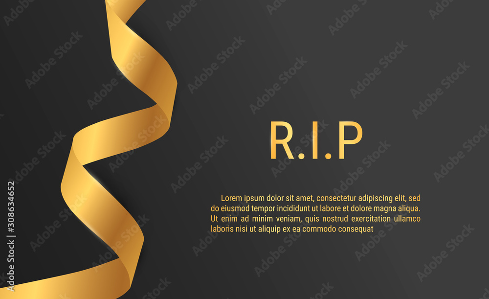 Mourning symbol with Black Respect ribbon on dark background. RIP ...