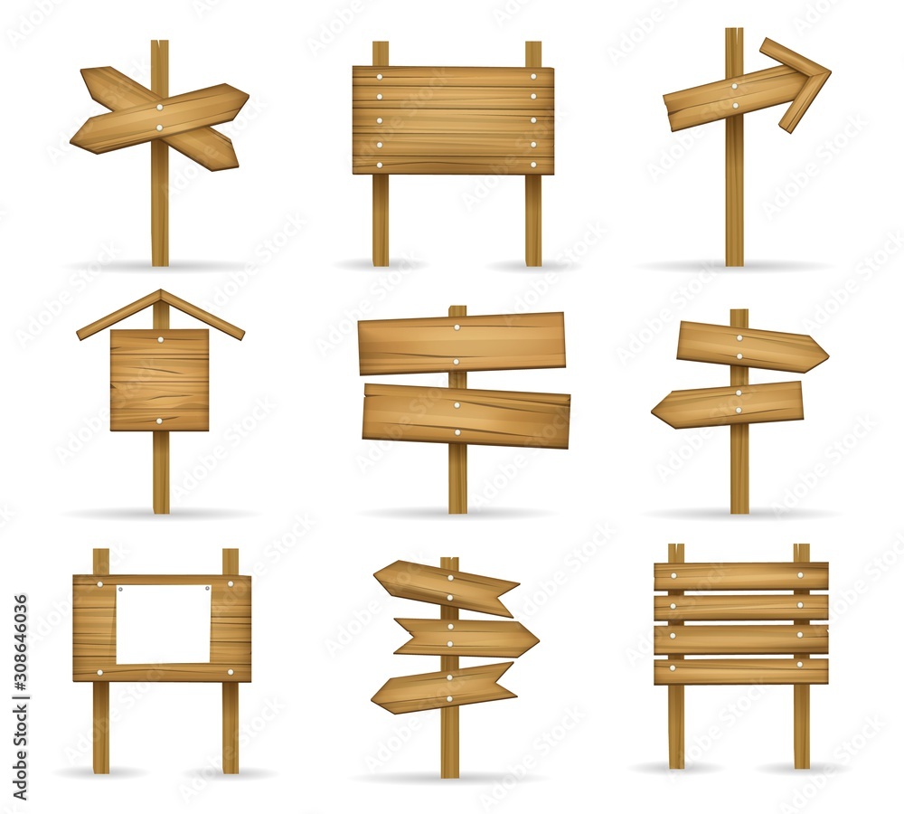 Cartoon wooden signposts Stock Vector | Adobe Stock