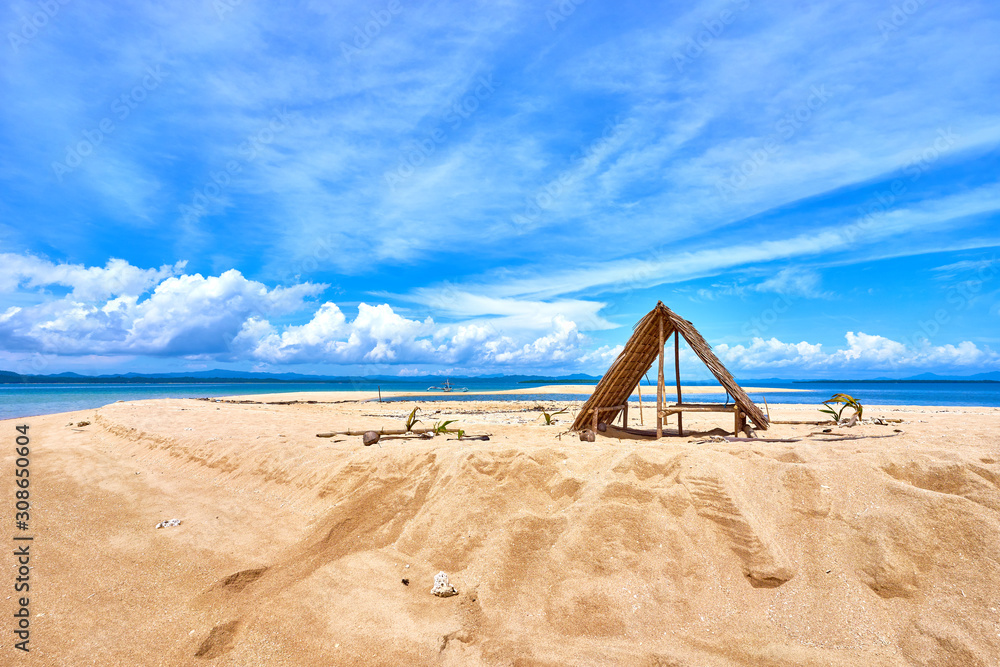 Sandbar in the "Roxas Bay" before Palawan Island in the Philippines ...