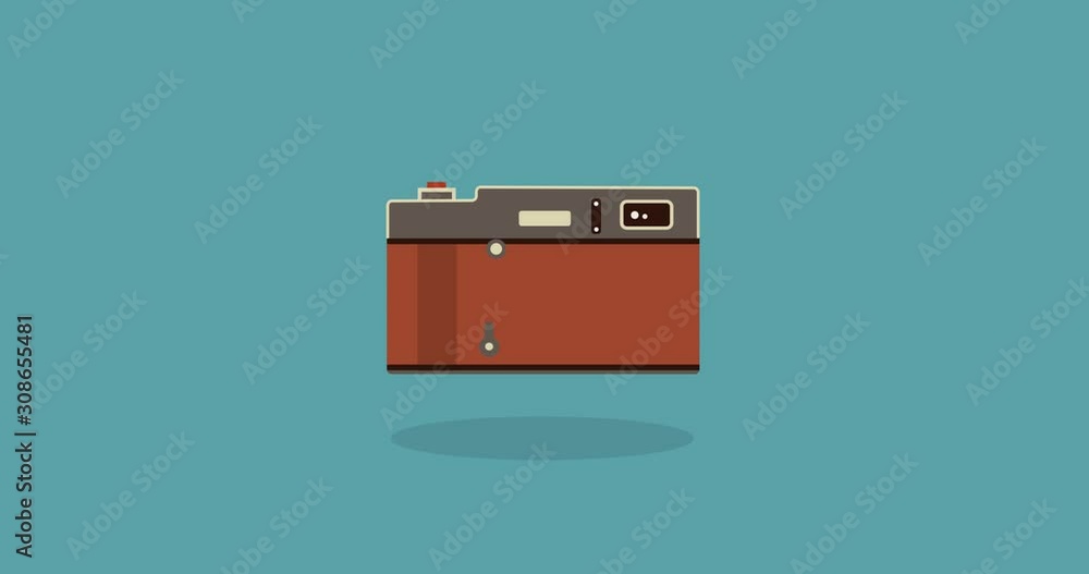 Camera take a photo with flash. Loop animation. Flat style animation ...