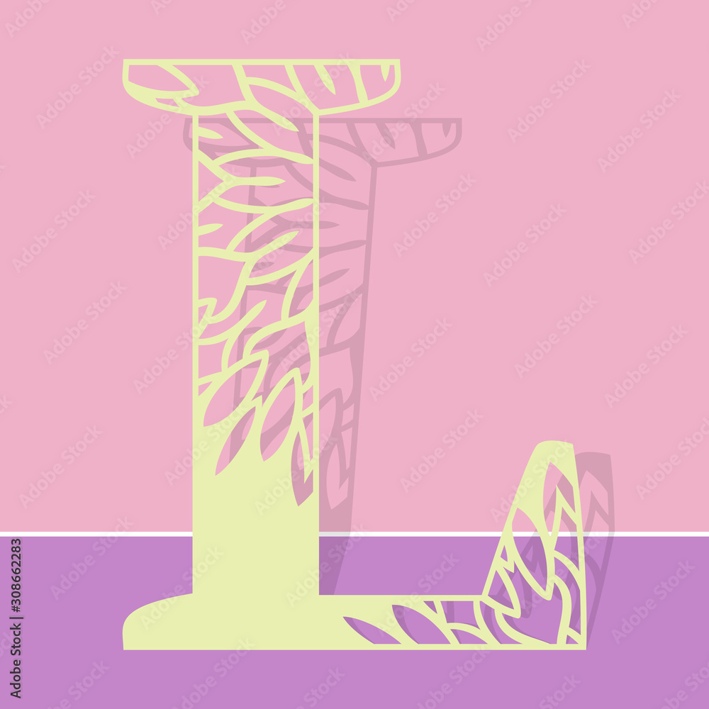 Laser cutting letter L. Woodcut vector design. Plywood lasercut gift ...