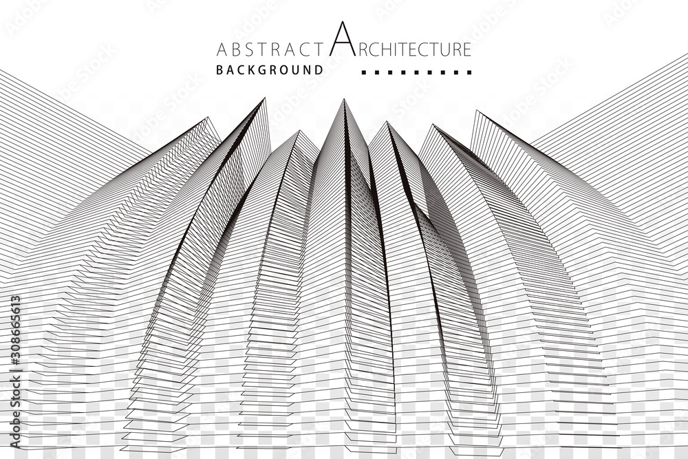 3D illustration architecture building construction perspective design ...