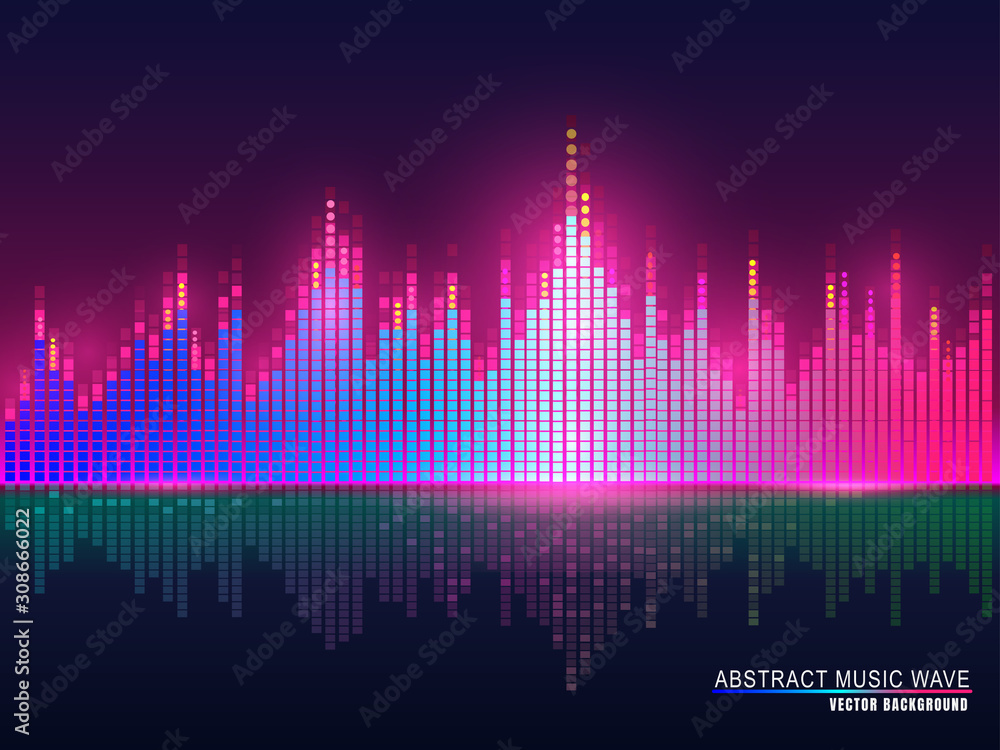 Abstract Sound Wave Design, Equalizer for music, Showwing Sound Wave ...