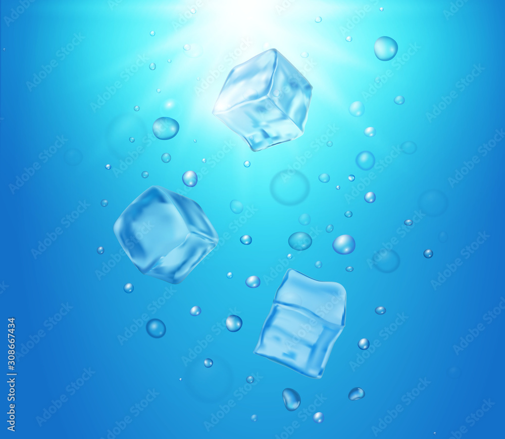 Ice Cubes Floating In Water