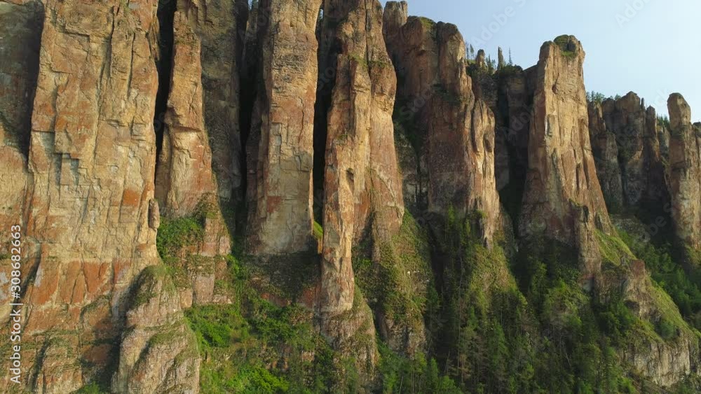 Epic aerial climb Lena Pillars Siberia unique miracle of nature high ...