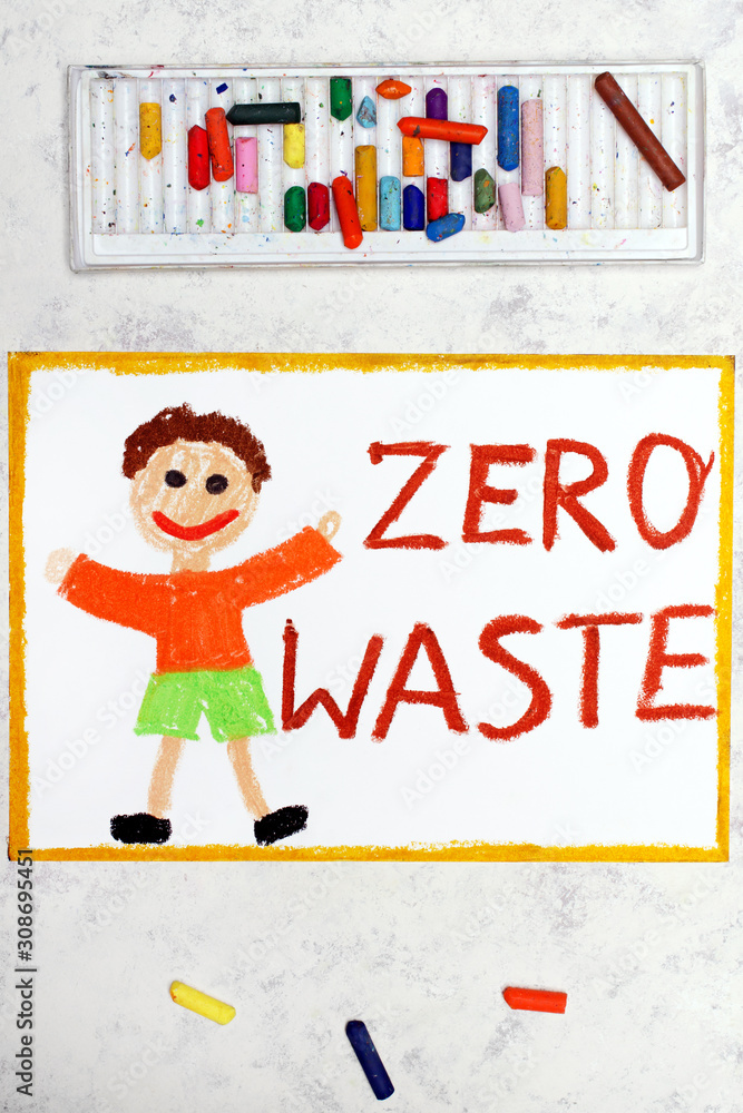 Zero waste concept. Smiling boy and words. Zero waste. Photo of ...