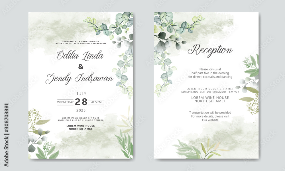 wedding invitation with beautiful and elegant floral templates Stock ...