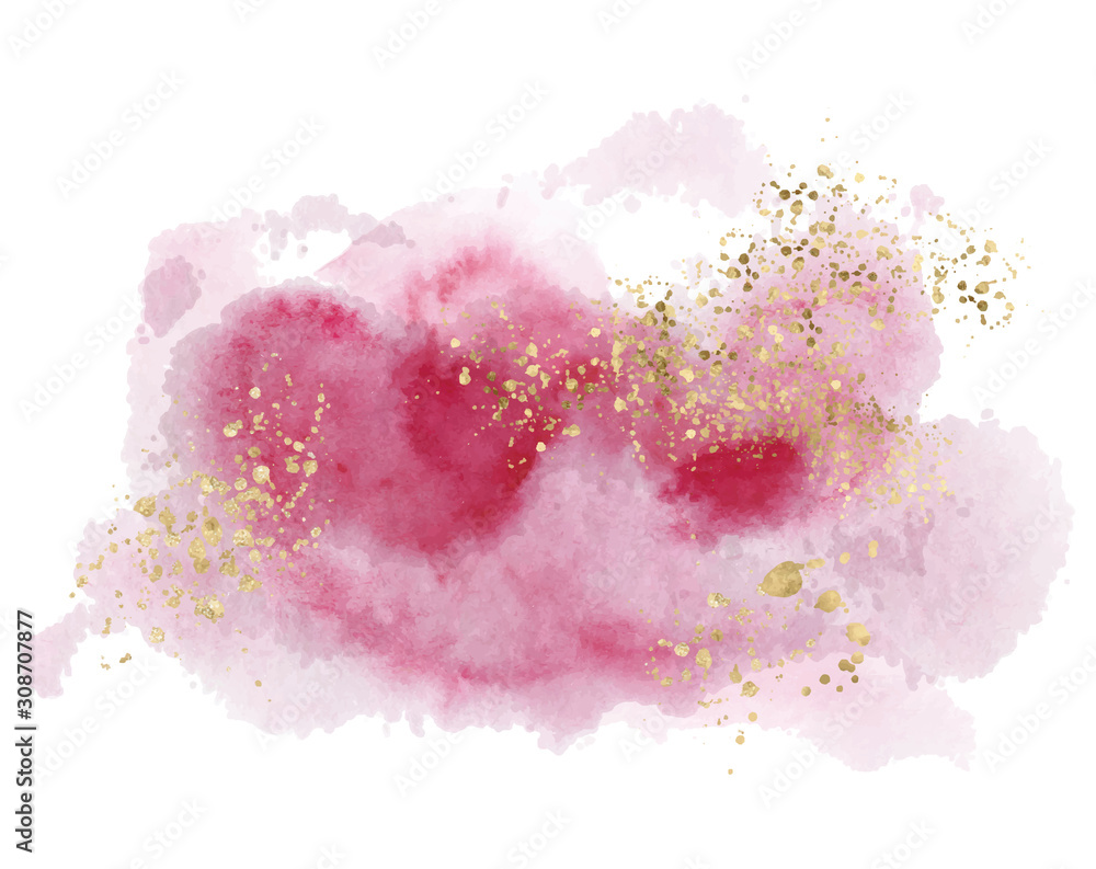 Watercolor abstract splash Color painting texture. Pink background ...