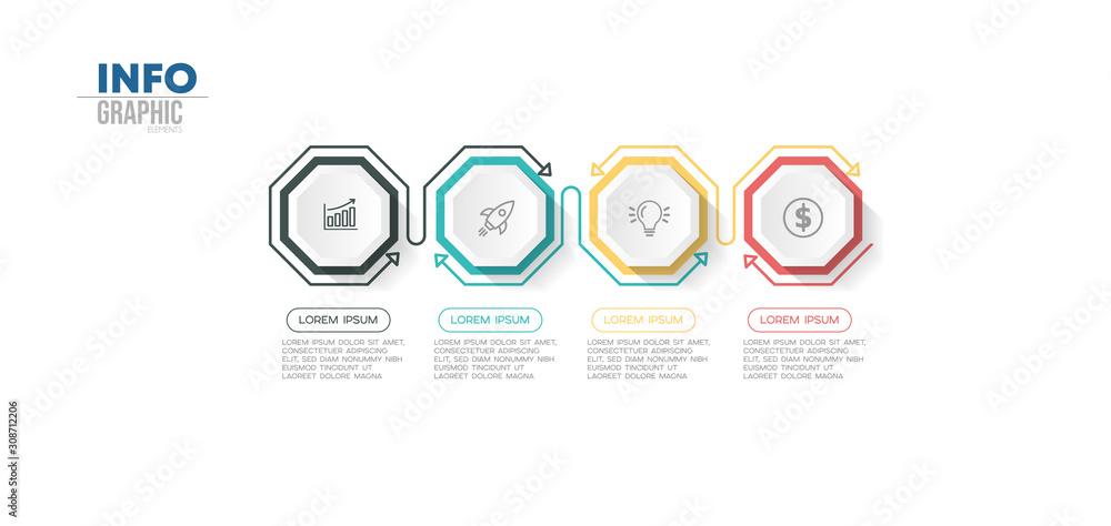 Infographic element with icons and 4 options or steps. Can be used for ...