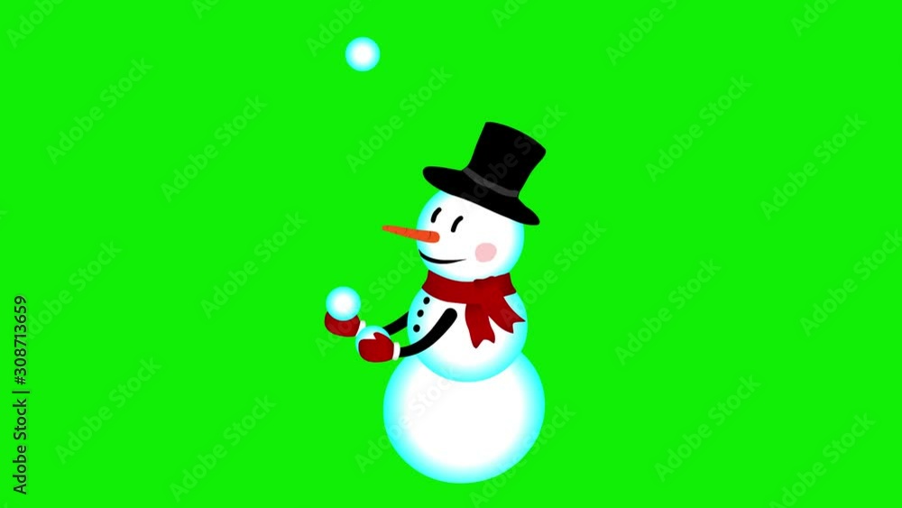 Snowman juggling snowballs animation green screen Stock Video | Adobe Stock