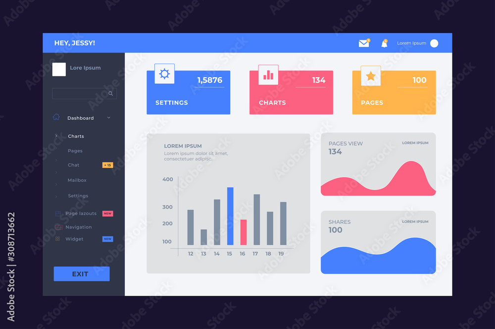 Template dashboard user panel.Vector Stock Vector | Adobe Stock