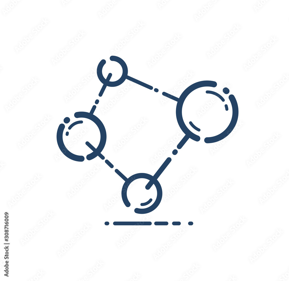 Molecule vector linear icon, science chemistry and physics line art ...