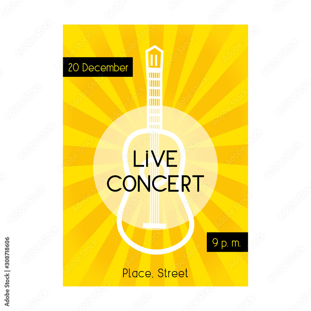 Live concert poster design for bar, restaurant, club. Musical party ...