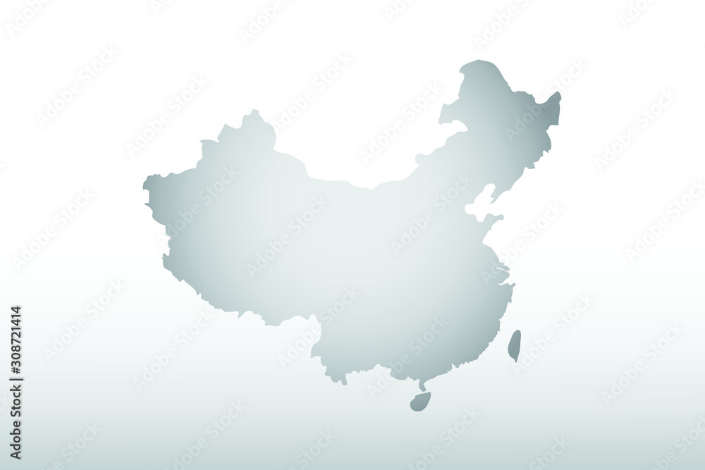 Gray color China map with dark and light effect vector on light ...