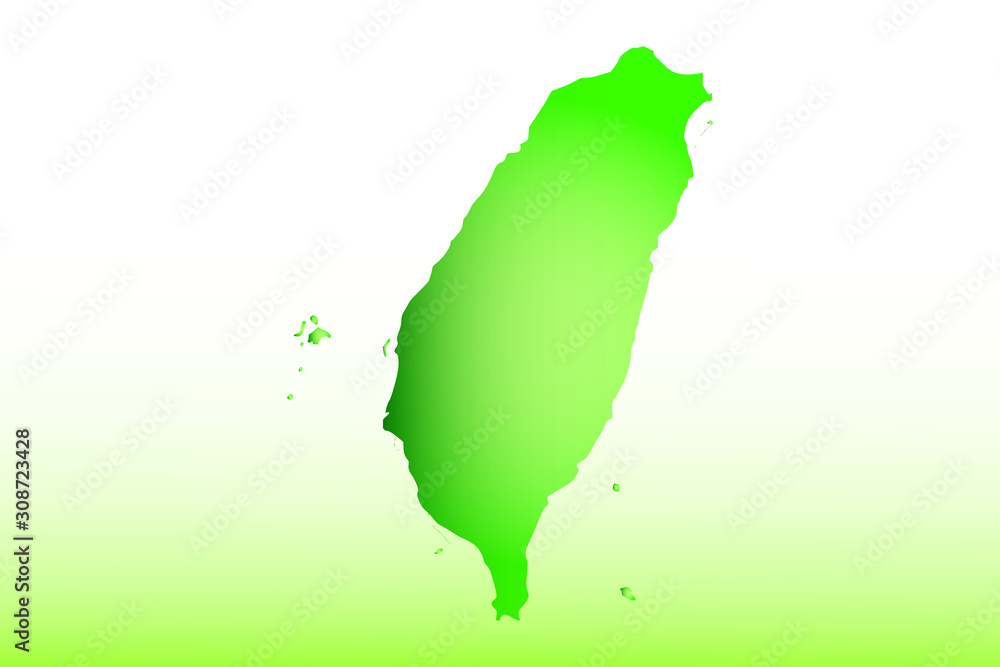 Taiwan map using green color with dark and light effect vector on light ...
