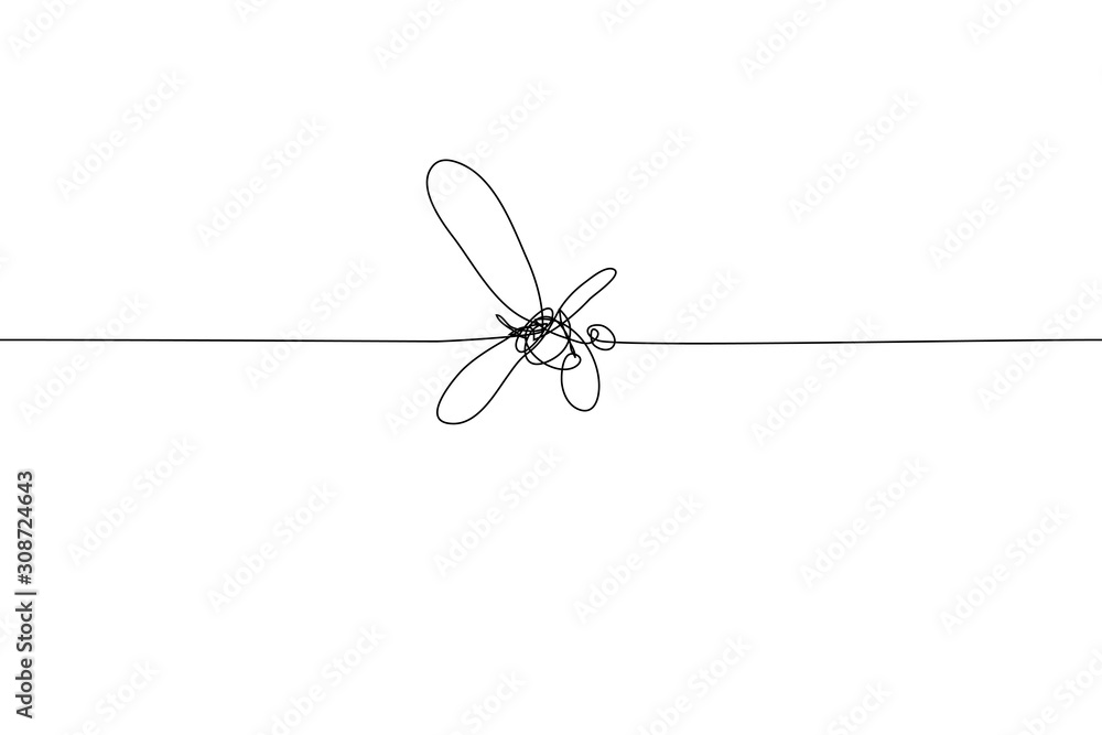 Vecteur Stock Continuous one line drawing of a chaotic tangled complex ...
