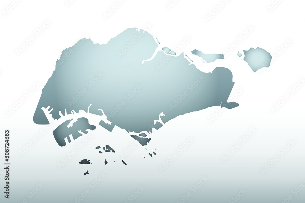 Gray color Singapore map with dark and light effect vector on light ...